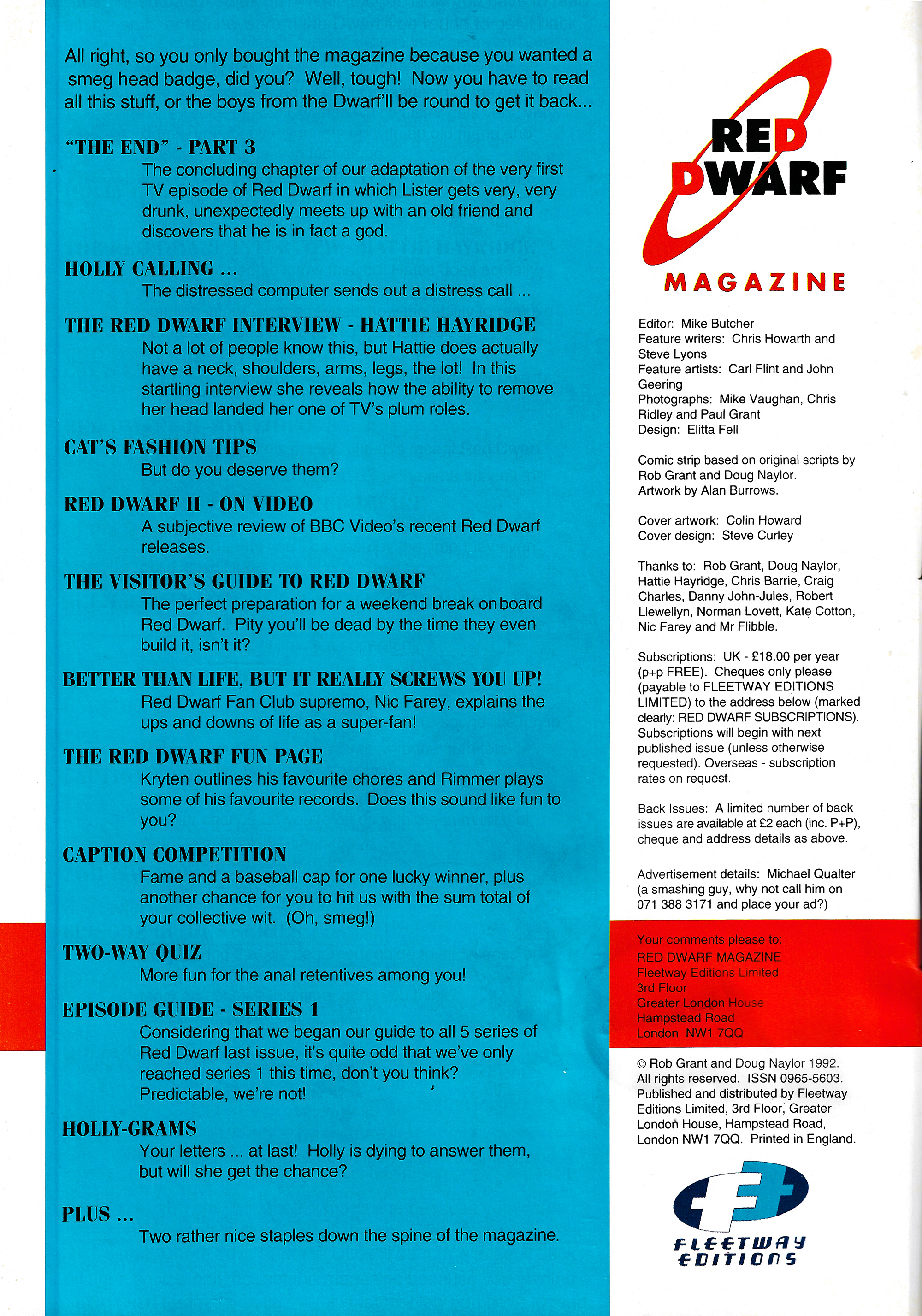 Smegazine #3 May 1992 - Stasis-leak.org - A Red Dwarf Fansite